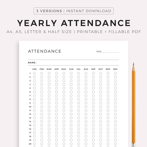 Printable Employee Attendance Template - Etsy