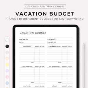 Digital Vacation Budget Planner, Travel Spending Planner, Holiday ...