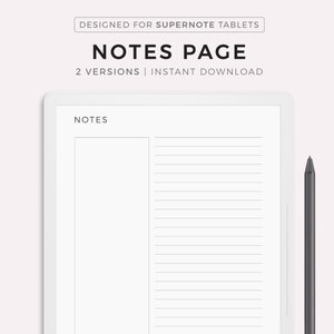 Notes Page for Supernote A5X2/A5X/A5/A6X2/A6X/A6, Notes Template, Note ...