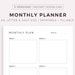 Minimalist Monthly Planner Printable Month at a Glance | Etsy