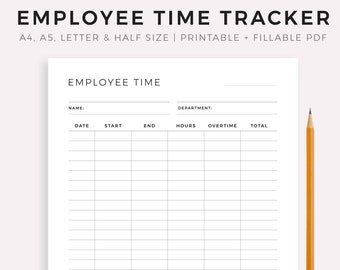 Time Log Tracker, Work Log Time Tracker Printable, Employee Time ...