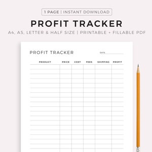 Profit Tracker Printable, Sales Profit Log, Profit Calculator, Sales ...