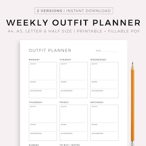 Weekly Outfit Planner for Work, Daily Activities, Special Events, Gym ...