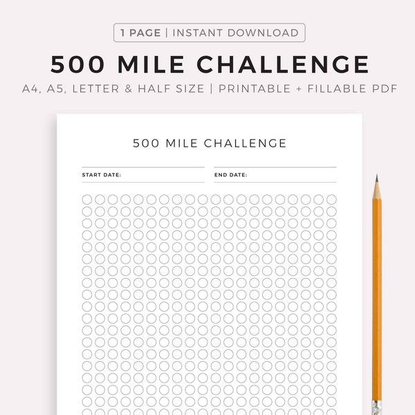 Printable 500 Mile Walking Tracker - Etsy