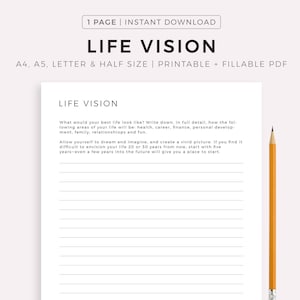 Life Vision Planner, Dream Life, My Future Life, My Best Life, Goal ...