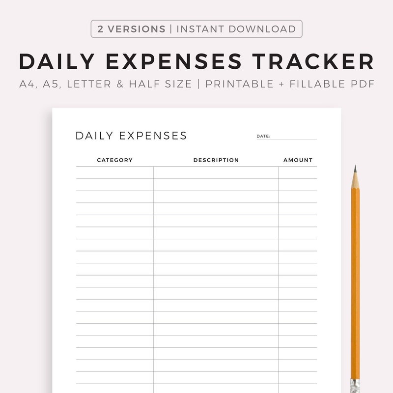 Expense Tracker List - Etsy