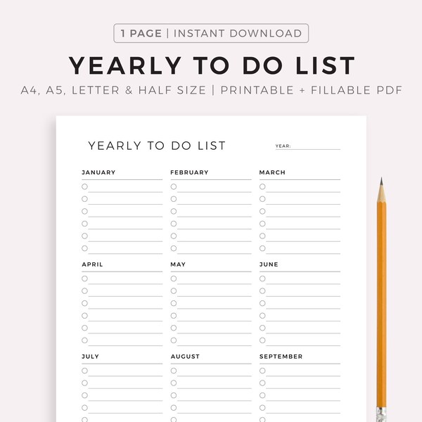 Yearly Planner - Etsy