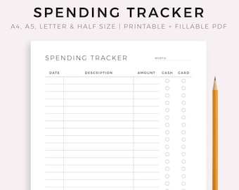 Spending Tracker Printable, Money Tracker, Expense Tracker, Financial ...