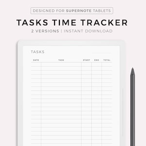 Task Time Tracker for Supernote A5X2/A5X/A5/A6X2/A6X/A6, Working Hours ...