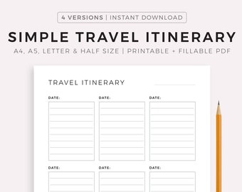 Travel Planner Printable Template, Simple Vacation Planner, Travel ...