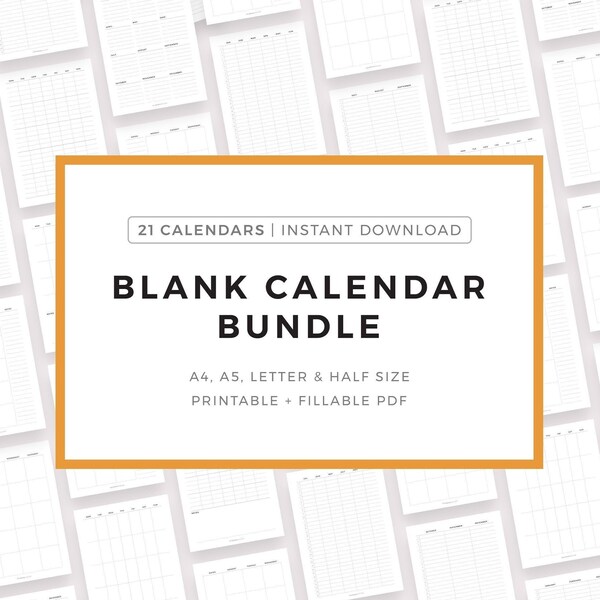 Blank Calendar Pdf - Etsy