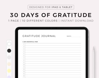 30 Days of Gratitude Printable Template, Daily Gratitude Journal ...