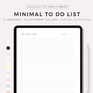 Minimal to Do List for Goodnotes, Notability, Noteshelf, Ipad, Digital ...