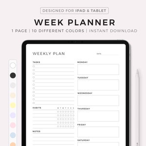 Week Planner Digital, Weekly to Do List, Weekly Habit Tracker, Weekly ...