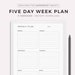 Five Day Weekly Planner for Supernote A5X2/A5X/A5/A6X2/A6X/A6, Weekly ...