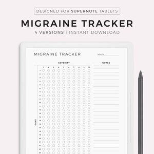 Monthly Migraine Tracker for Supernote A5X2/A5X/A5/A6X2/A6X/A6, Instant ...