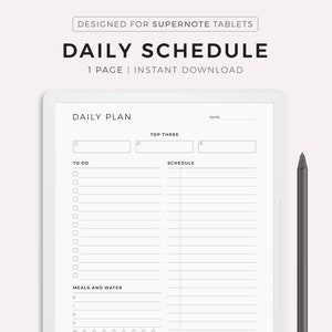 Daily Schedule Planner for Supernote A5X2/A5X/A5/A6X2/A6X/A6, Instant ...