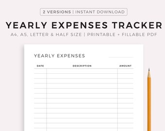 Monthly Expenses Tracker Printable, Spending Log, Purchase Recorder ...