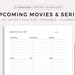 Upcoming Movies & TV Series to Watch, Printable and Fillable Template ...