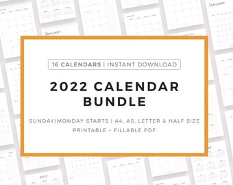 Blank Calendar Inserts Bundle Printable A4/a5/letter/half | Etsy