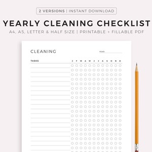 Yearly Cleaning Checklist, Cleaning to Do List, Cleaning Tasks ...