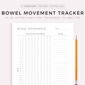 Bowel Movement Tracker Printable Template, Food Sensitivity Journal ...