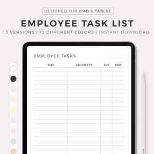 Digital Employee Task List - Assignment Sheet, Task Management, Team Organisation, Compatible ...