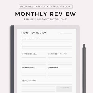 Monthly Review, Monthly Reflection, Monthly Evaluation, Monthly Summary ...