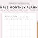 Simple Monthly Planner Printable Minimal Monthly Schedule - Etsy