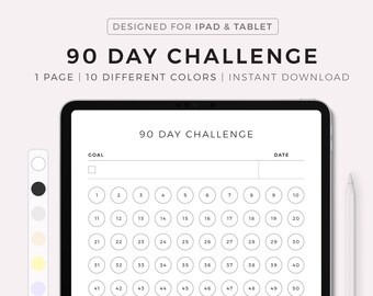 90 Day Challenge Tracker Template Printable/ Digital Download/ iPad - Etsy