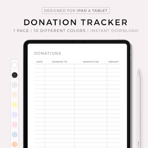 Digital Donation Tracker, Tithe Tracker, Giving Log, Charitable ...