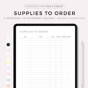 Digital Supplies to Order Tracker, Digital Planner for Ipad, Goodnotes ...