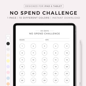 30 Day No Spending Challenge, Money Saving Challenge, Savings Tracker ...
