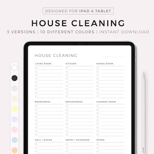 Digital House Cleaning Checklist - Living Room, Kitchen, Bedroom ...