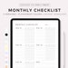 Digital Monthly Checklist Template, Monthly to Do List, Task List ...