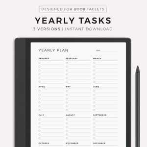 Yearly Tasks Planner for Boox Note Series / Tab Series / Go 10.3 ...