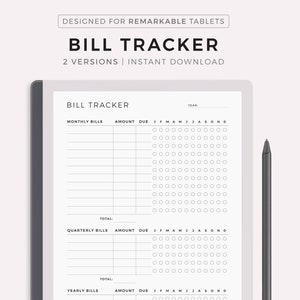 Monthly, Quartly, Yearly Bill Tracker on One Page, Bill Payment ...