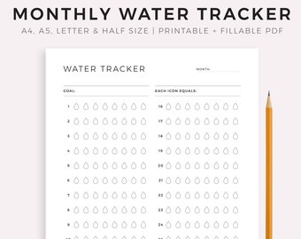 Weekly Water Tracker Printable Water Bottle Tracker Drink Water ...
