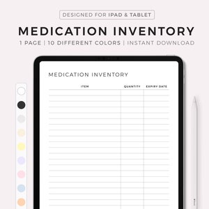 Digital Medication Inventory Template, Compatible With Goodnotes ...