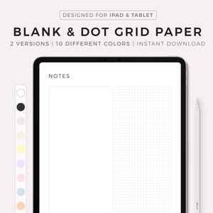 Blank & Dot Grid Paper, Digital Template for iPad and Tablet Annotation ...