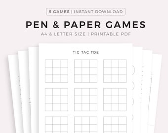 Pen and Paper Printable Games Travel Games Dry Erase Travel Games Tic ...