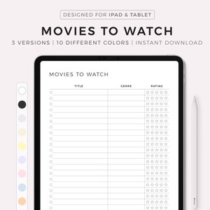 Movies to Watch Digital Planner, Film Journal, Movie Tracker ...