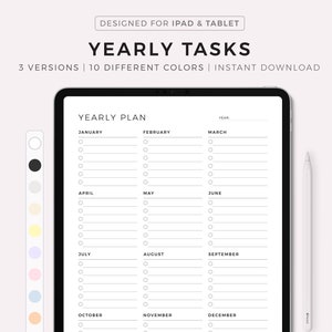 Yearly Tasks, Yearly to Do List, Yearly Planner, Annual Planner ...
