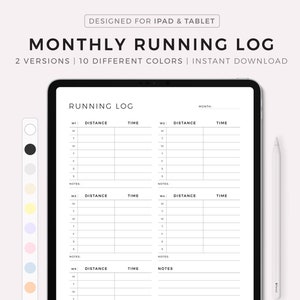 Monthly Running Log Digital Template, Running Journal, Cardio Training Log, Running Tracker ...