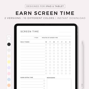 Earn Screen Time Digital Checklist for Teenagers / Kids, Screen Time ...