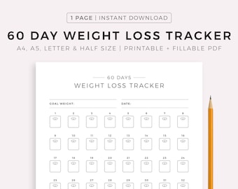 30 Day Weight Loss Tracker Printable, Weight Loss Challenge, Weight ...