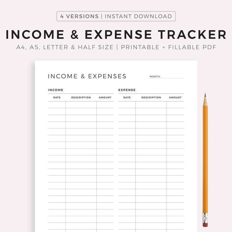 Income Tracker Printable - Etsy
