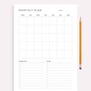 Printable Monthly Planner on Two Pages, Month at a Glance, Monthly ...