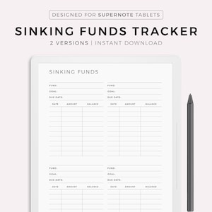 Sinking Funds Tracker for Supernote A5X2/A5X/A5/A6X2/A6X/A6, Instant ...