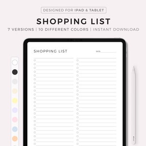 Digital Shopping List Template for Goodnotes, Notability, Ipad, Instant ...